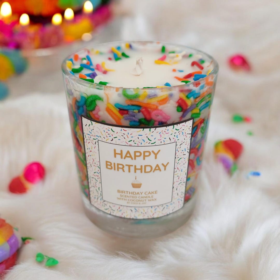 Funfetti Birthday Candle - Vegan Vanilla Scent, Coconut Wax - Etsy