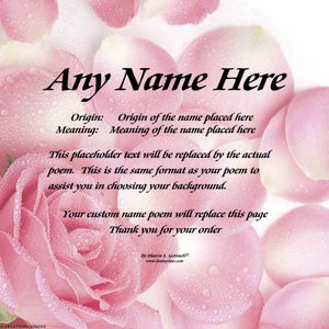 Personalized Name Poem Roses Background - Etsy