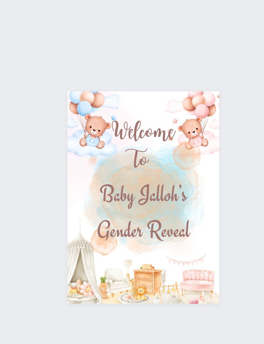 Gender Reveal Welcome Sing Gender Reveal Party Decor Teddy - Etsy
