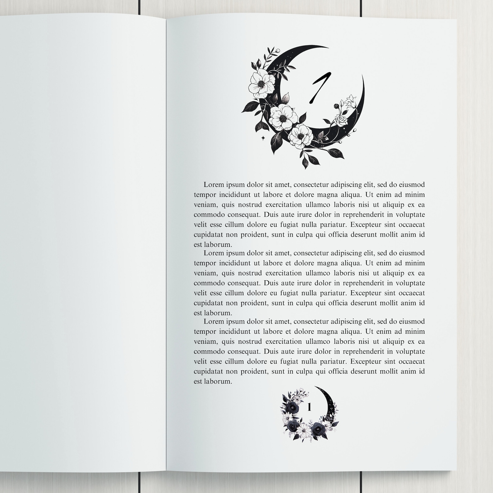 Moon and Flowers Header Chapter | Decorative Headers, Chapter Graphics ...