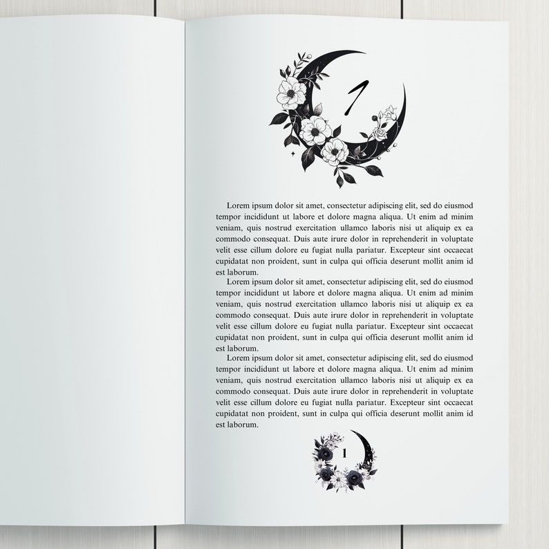 Moon and Flowers Header Chapter | Decorative Headers, Chapter Graphics ...