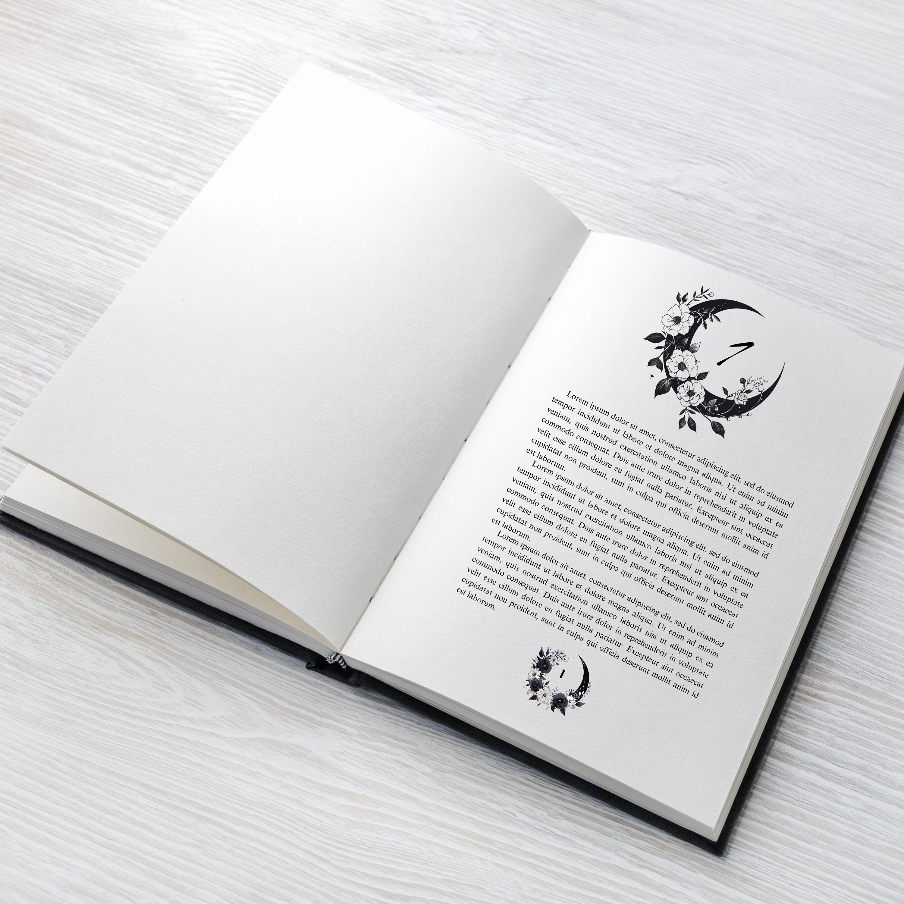 Moon and Flowers Header Chapter | Decorative Headers, Chapter Graphics ...