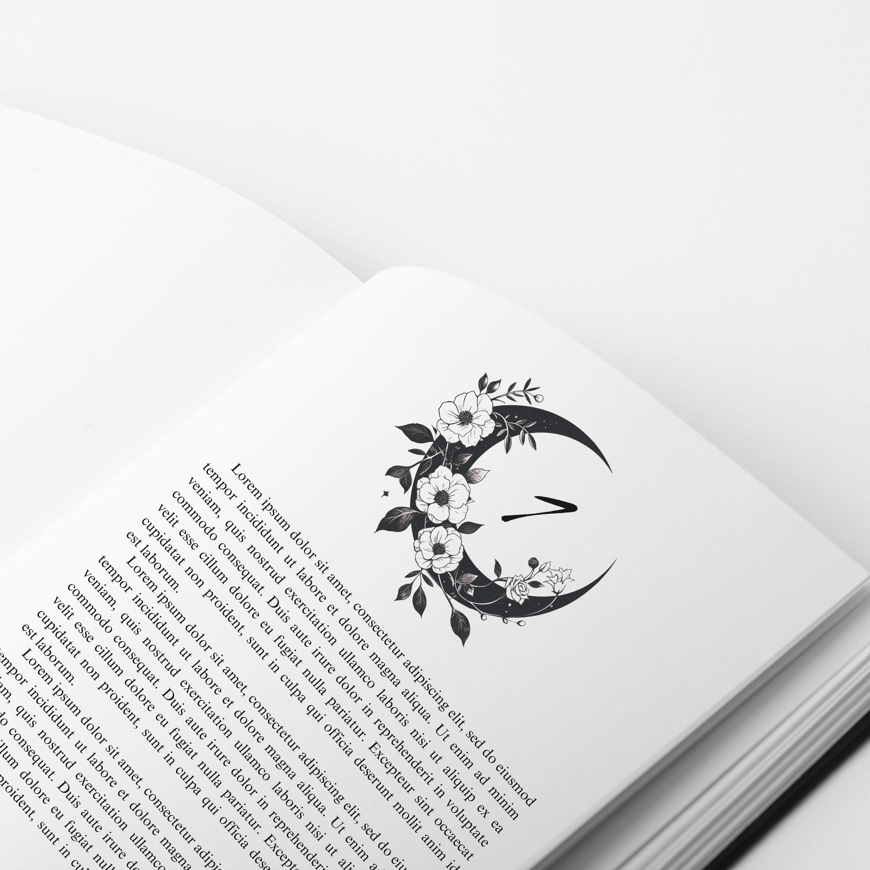Moon and Flowers Header Chapter | Decorative Headers, Chapter Graphics ...