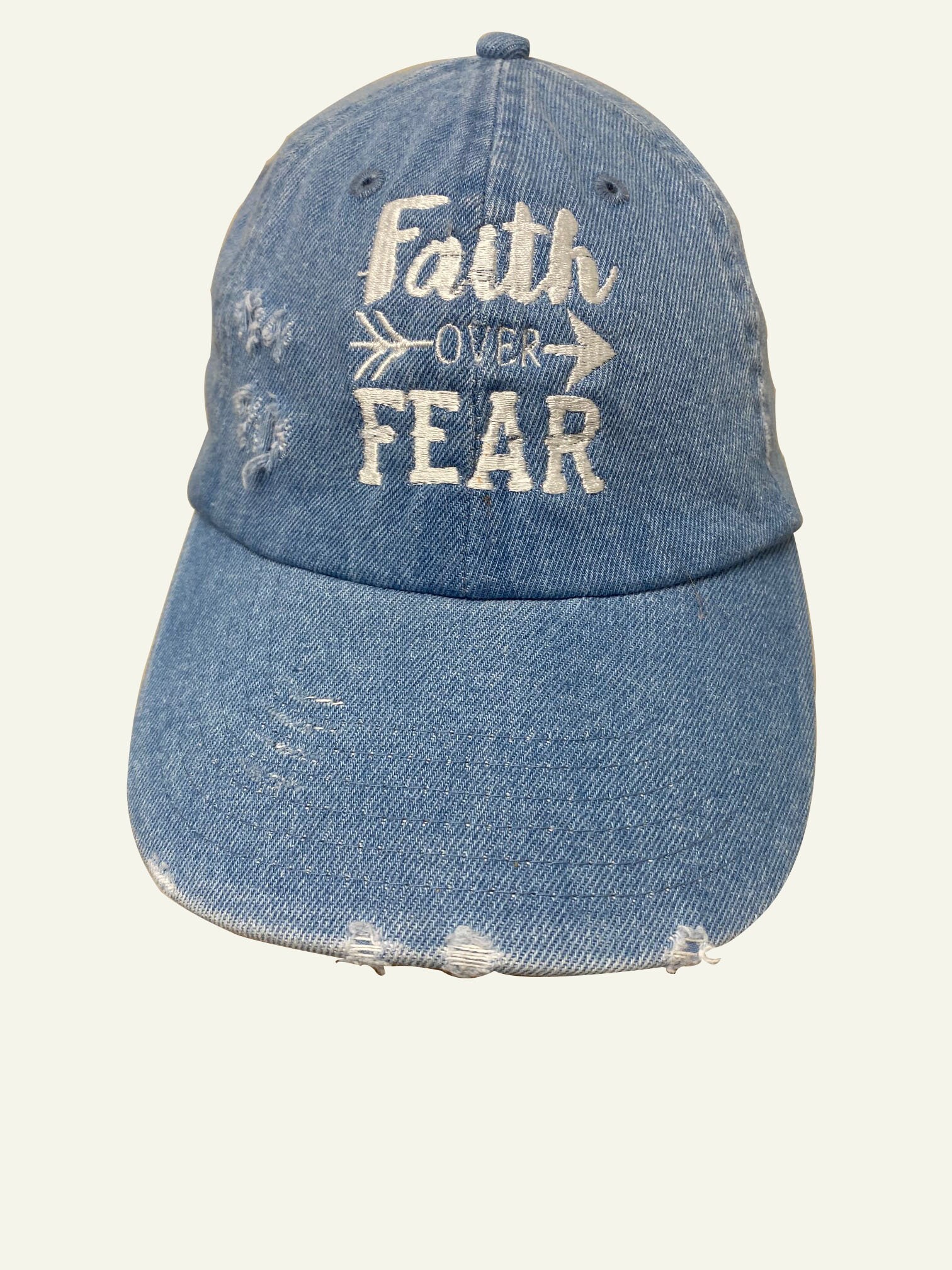 Faith Over Fear Bleu Hat for Women, Colorful Denim Bling Hat - Etsy