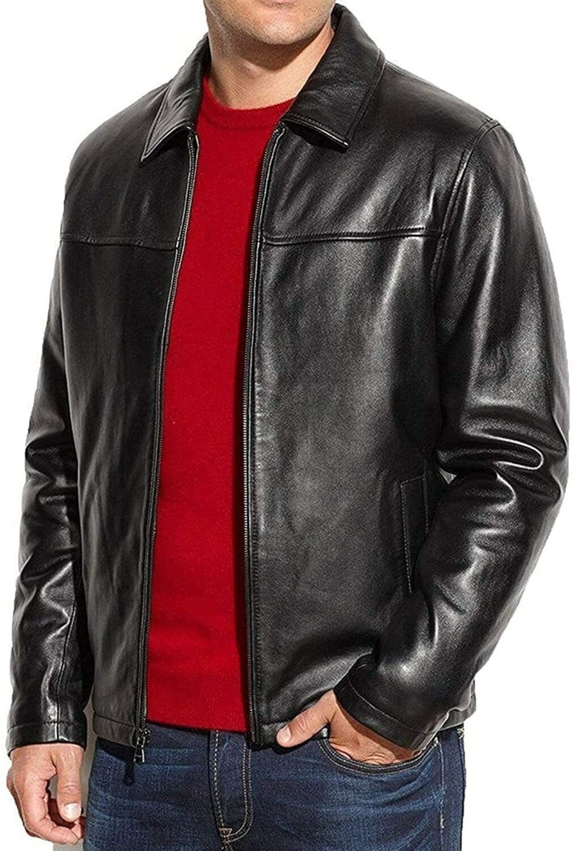 ELEGANT New Men's Black Leather Jacket 100% Real Lambskin Stylish Slim ...
