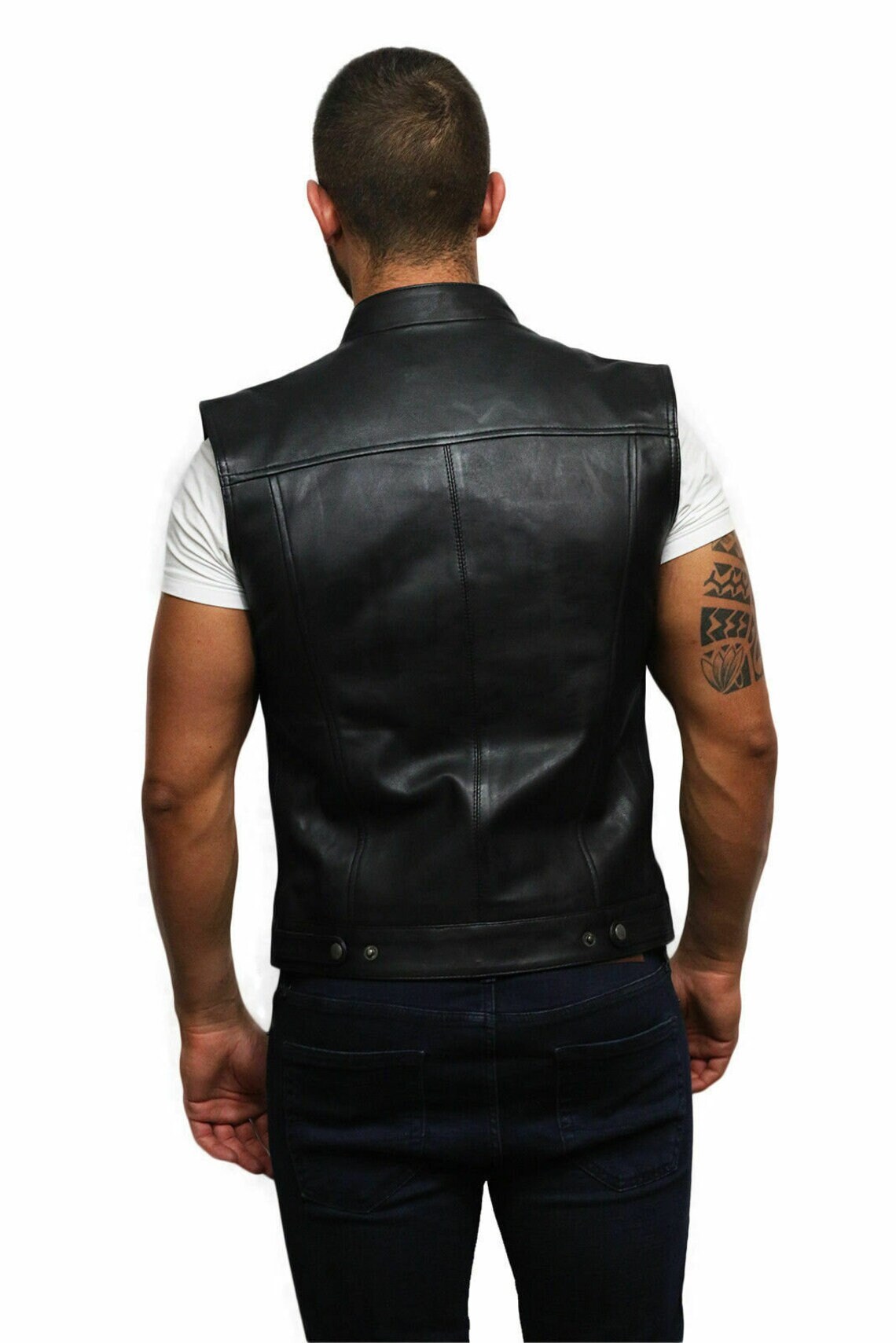 ALLEN LEATHER Designed NEW Men's Black Leather Vests Coat - Etsy
