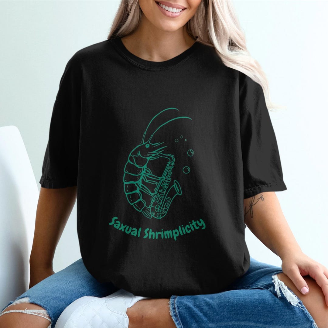 Saxual Shrimplicity T-shirt: Funny Saxophone Shrimp Design - Etsy