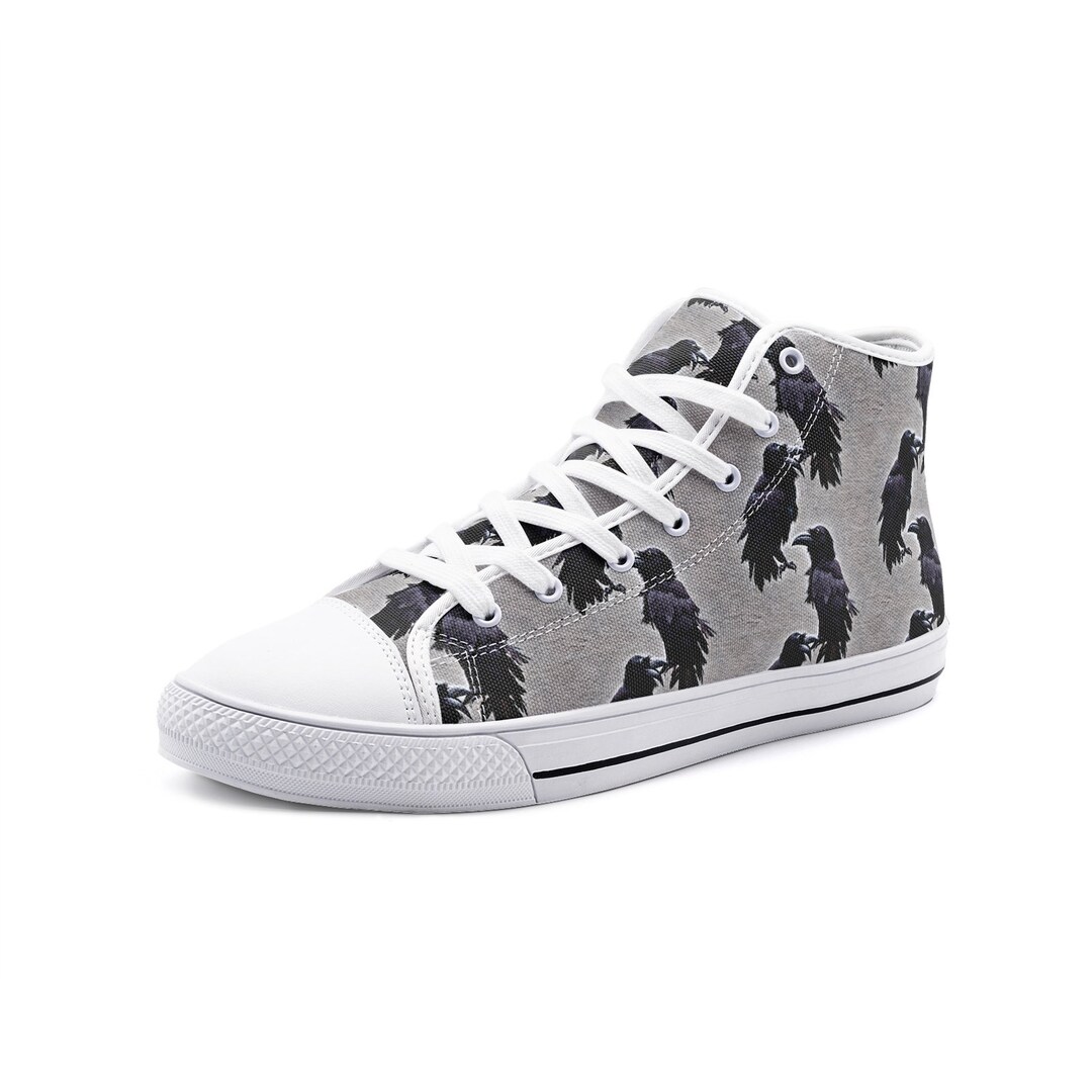 Raven Graphic Unisex High Top Sneaker, Crow Pattern Shoes, Art Print on ...
