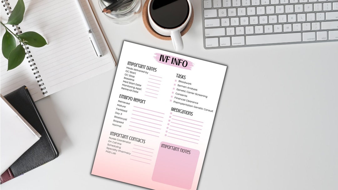 Ivf Planning Sheet Digital Download Printable for Ivf Cycle Tracking ...