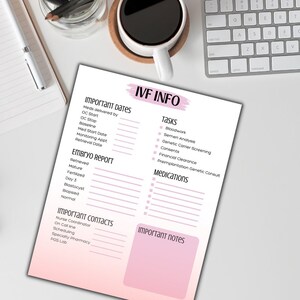 Ivf Planning Sheet Digital Download Printable for Ivf Cycle Tracking ...