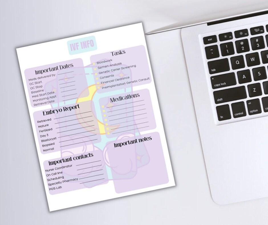 Ivf Planning Sheet Digital Download Printable for Ivf Cycle Tracking ...