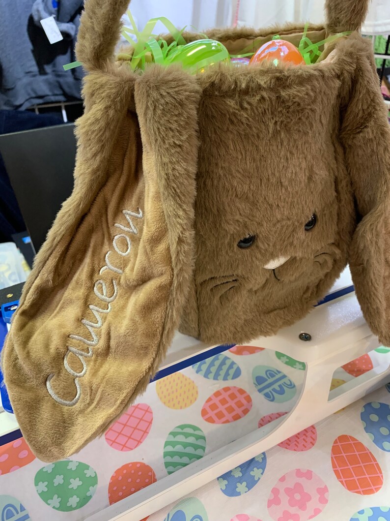 Easter Bunny Basket With Name, Custom Personalization, Plush Bunny ...