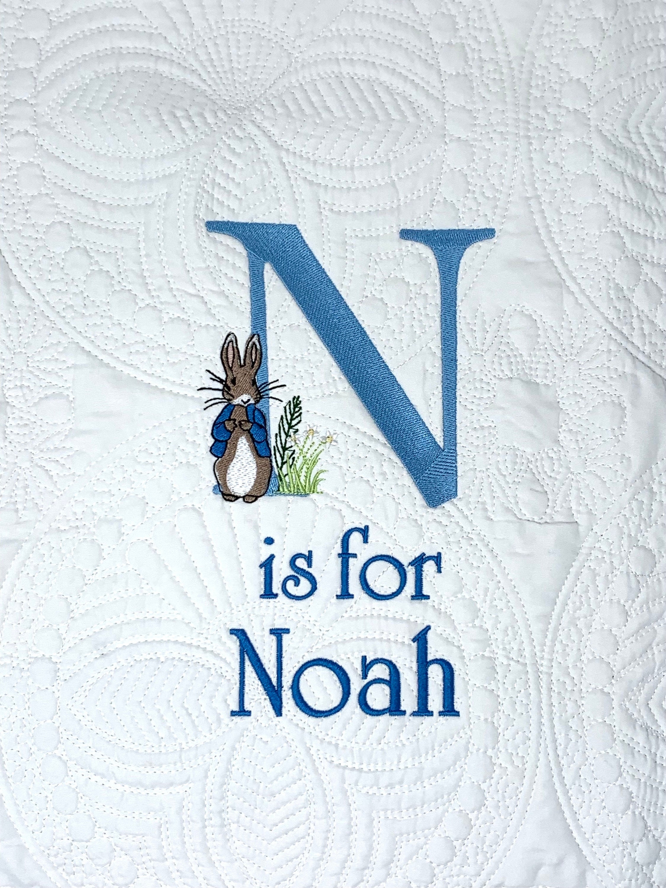 Bunny Baby Boy Quilt Personalized Baby Blanket Blue Quilt - Etsy