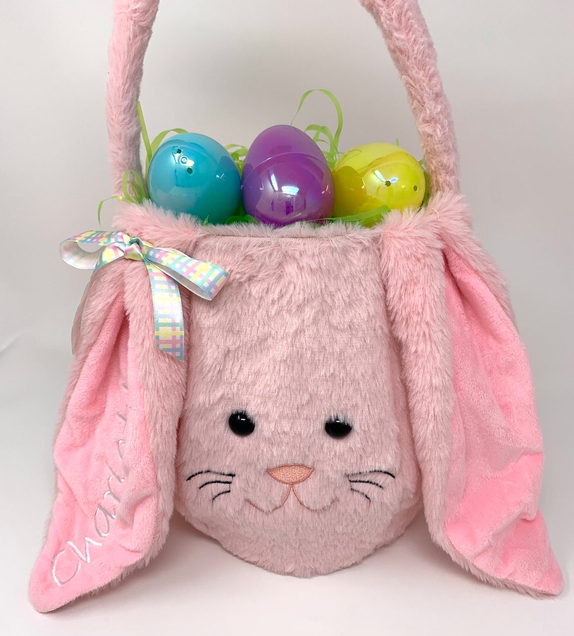 Easter Bunny Basket With Name, Custom Personalization, Plush Bunny ...