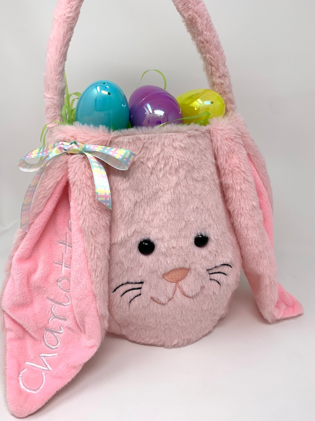 Easter Bunny Basket With Name, Custom Personalization, Plush Bunny ...