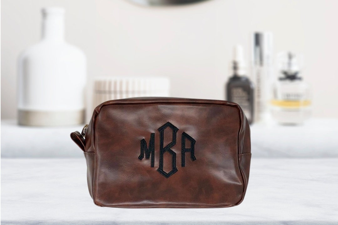 Personalized Men's Toiletry Bag: Embroidered Monogram Travel Kit - Etsy