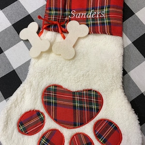 Personalized Pet Christmas Stocking - Dog, Cat, Plaid, Red, Green - Etsy