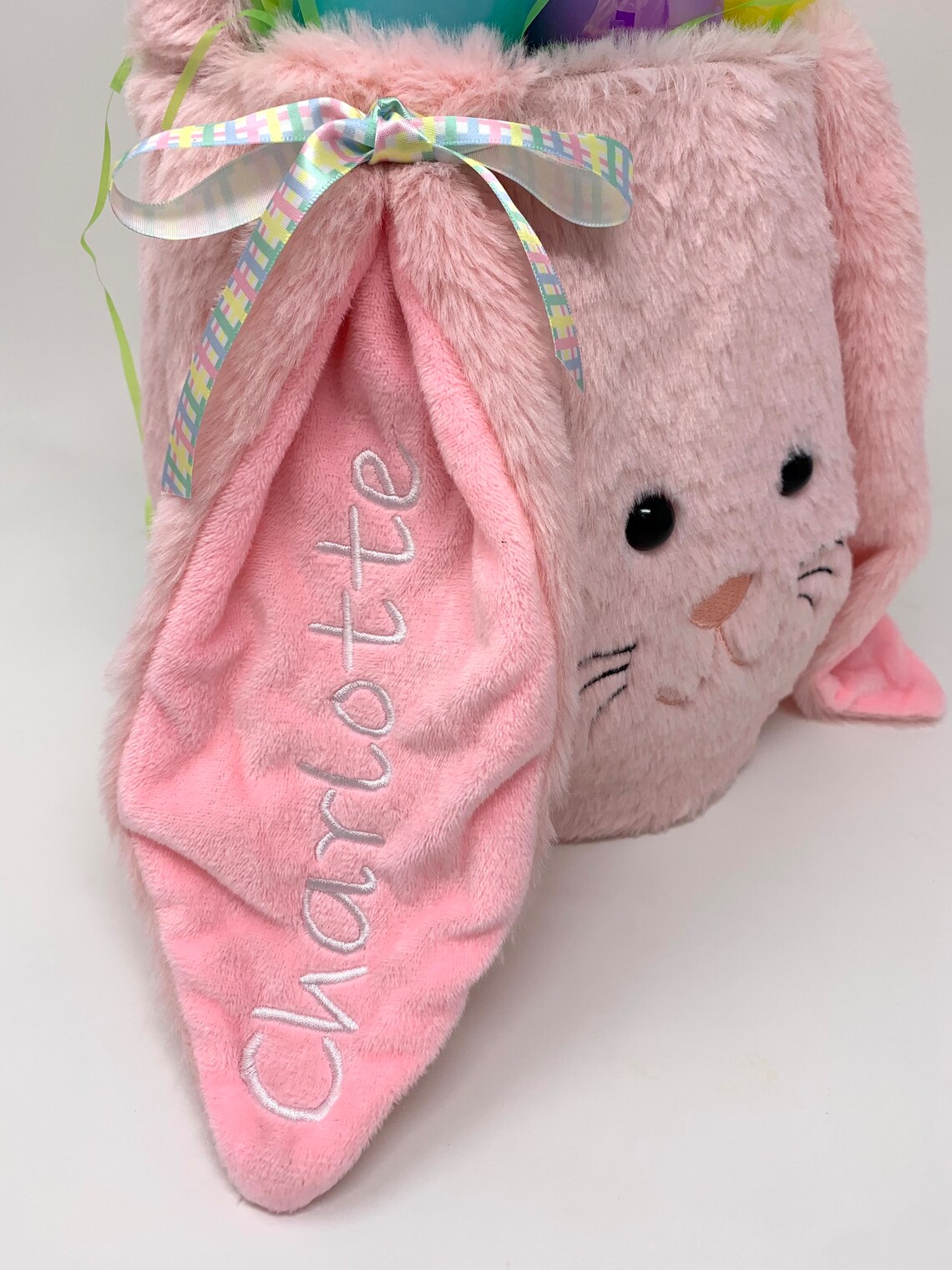 Easter Bunny Basket With Name, Custom Personalization, Plush Bunny ...