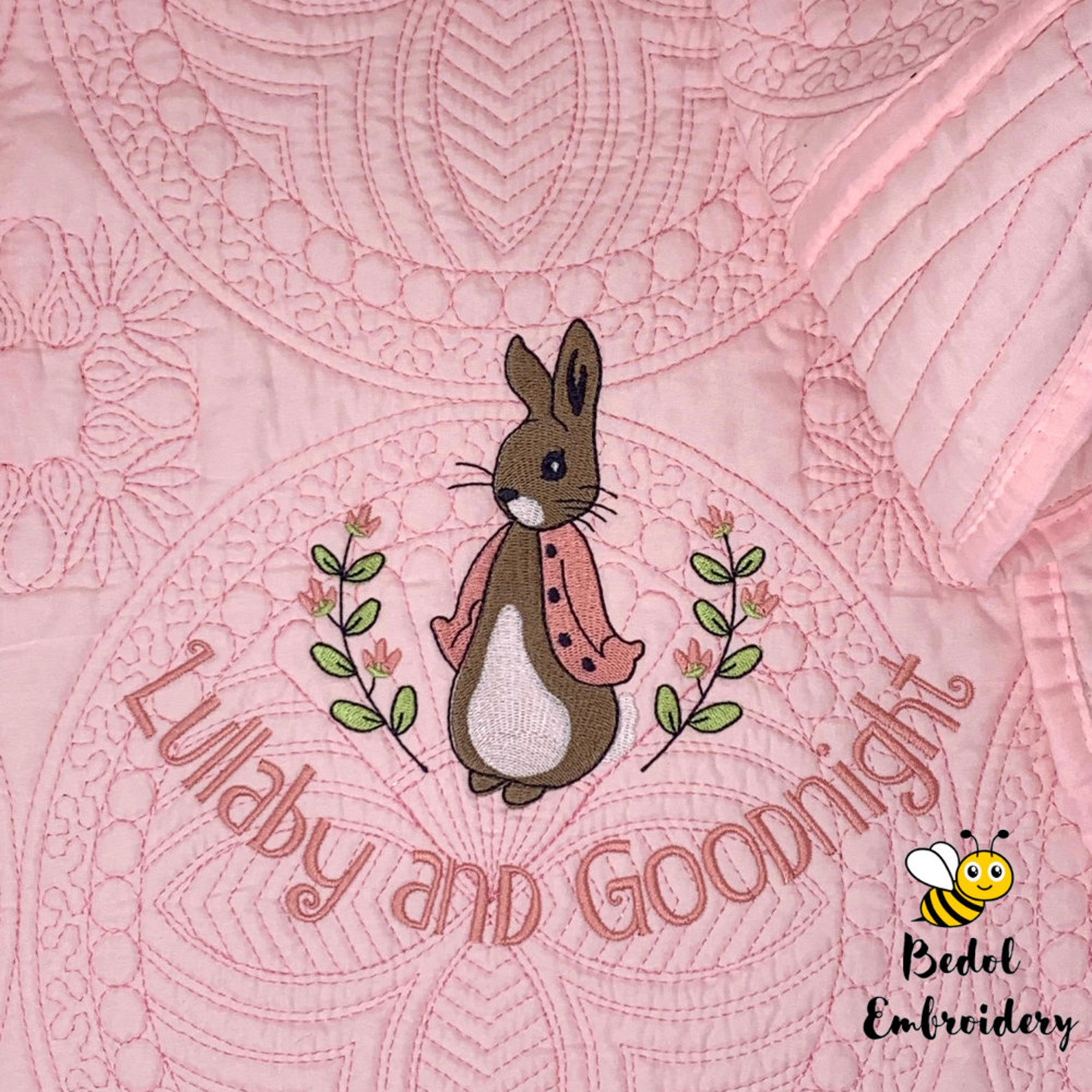 Bunny Baby Girl Quilt, Personalized, Baby Blanket, Pink Quilt, New Baby ...