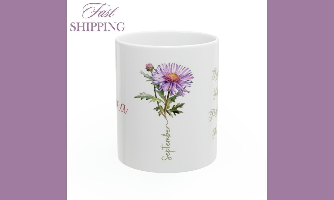 Personalized September Birth Flower Mug: Custom Ceramic Coffee Mug - Etsy