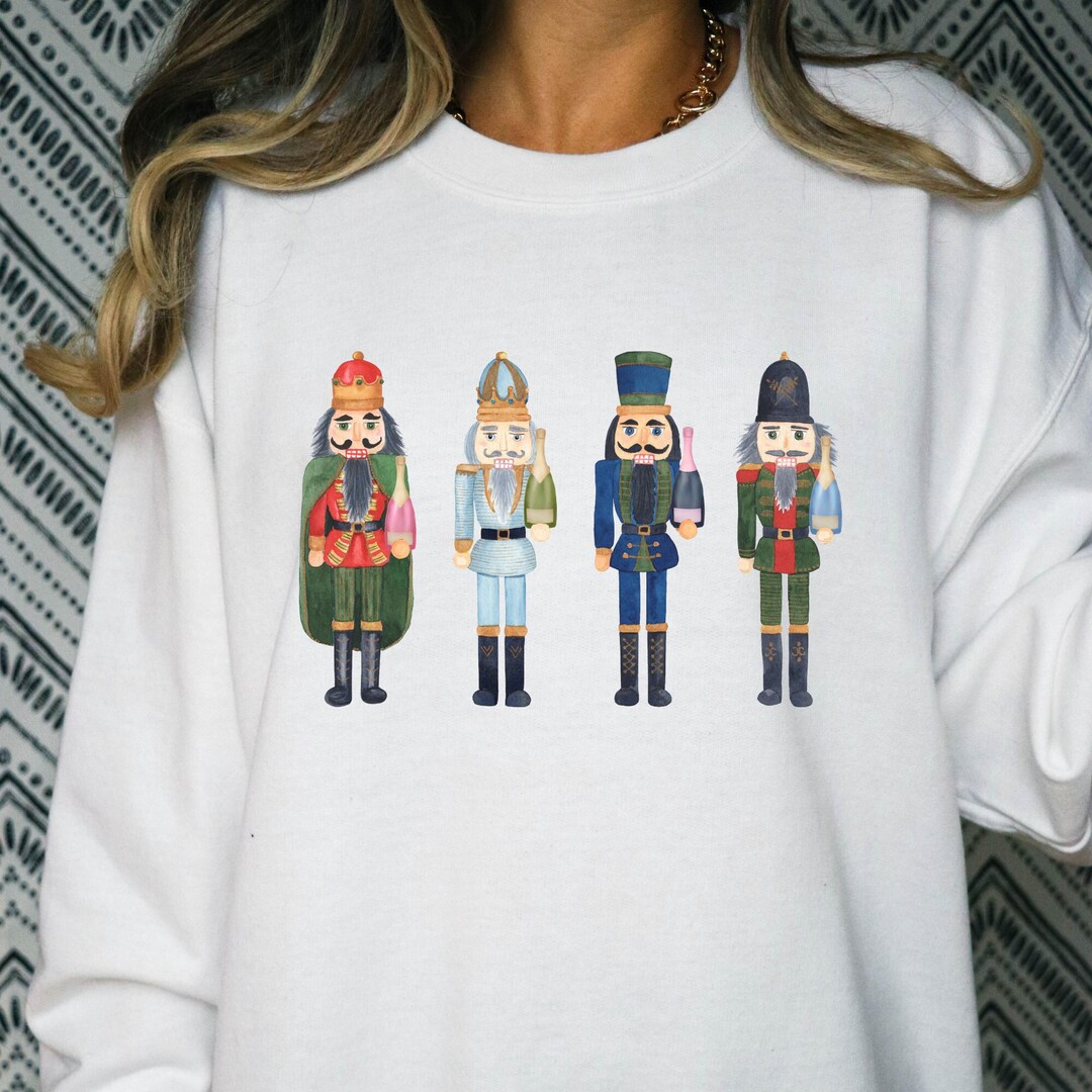 Nutcracker Champagne Sweatshirt, Cute Christmas Sweatshirt, Christmas ...