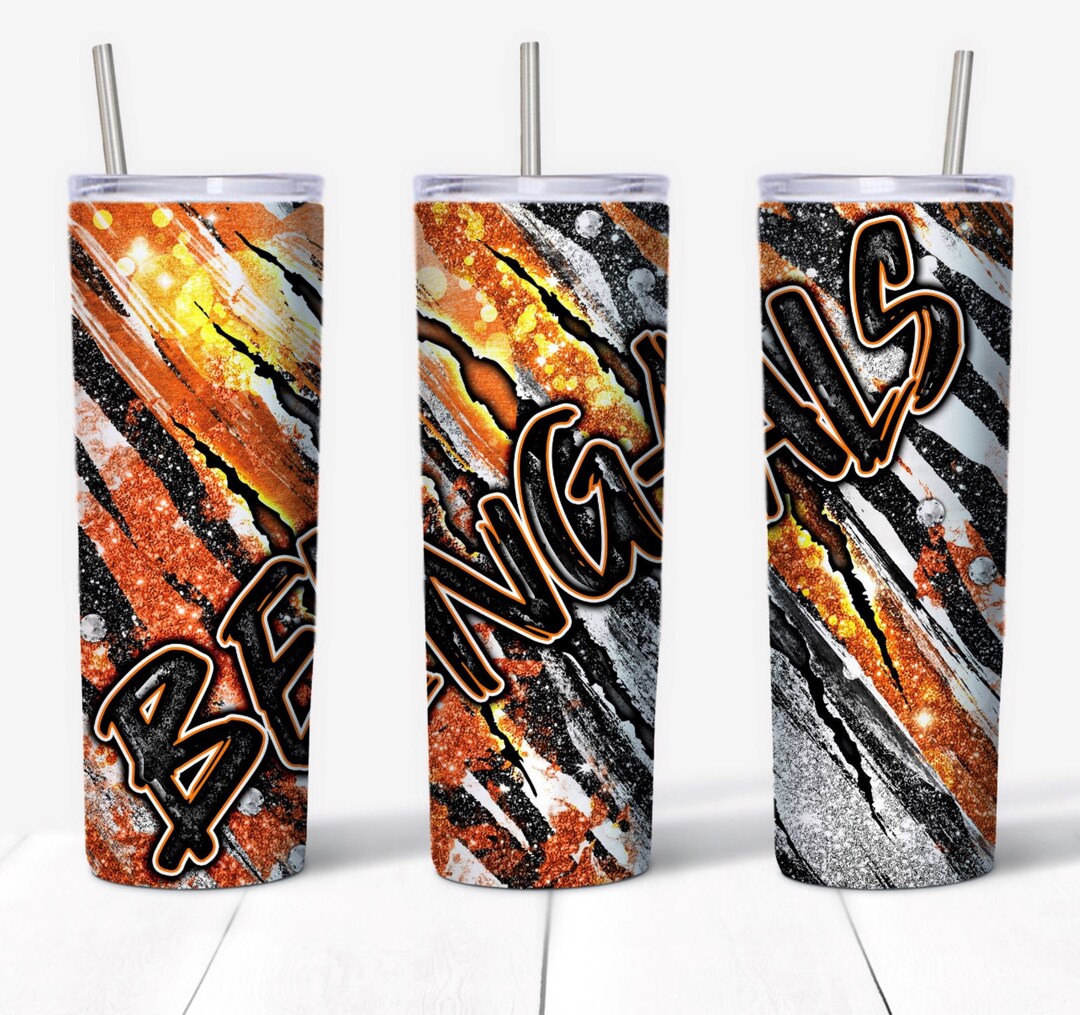 Bengals Tumbler, 20 Oz Metal With Lid and Straw - Etsy