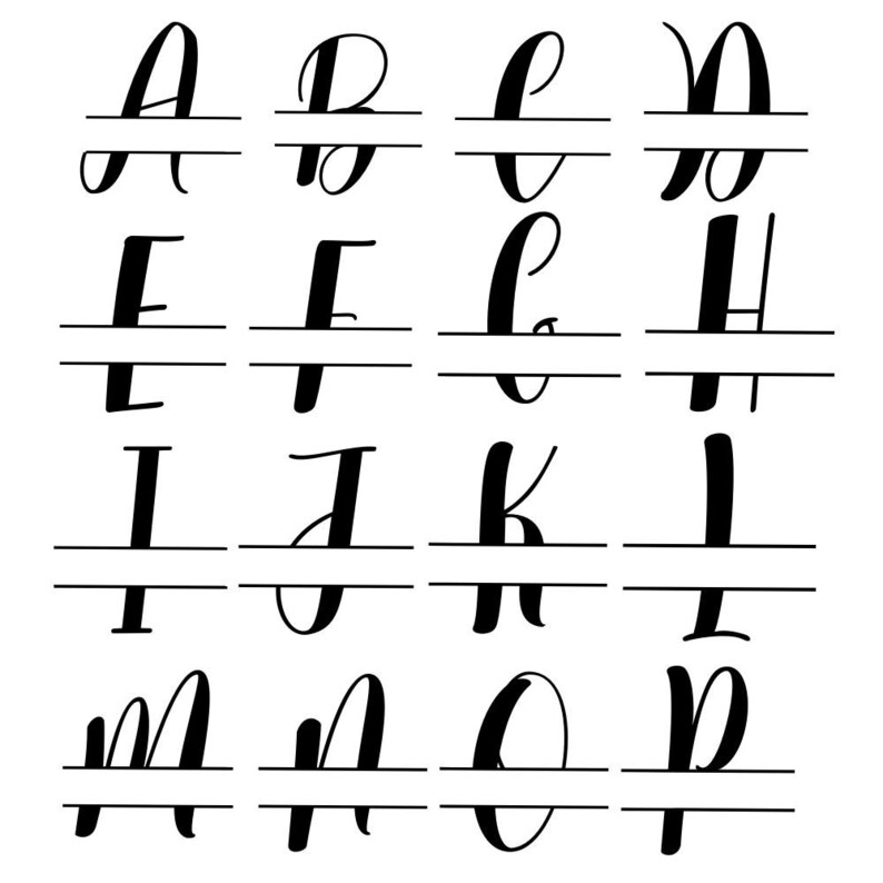 Split Monogram Alphabet SVG, PNG, JPG Monogram Frame Alphabet Cut Files ...