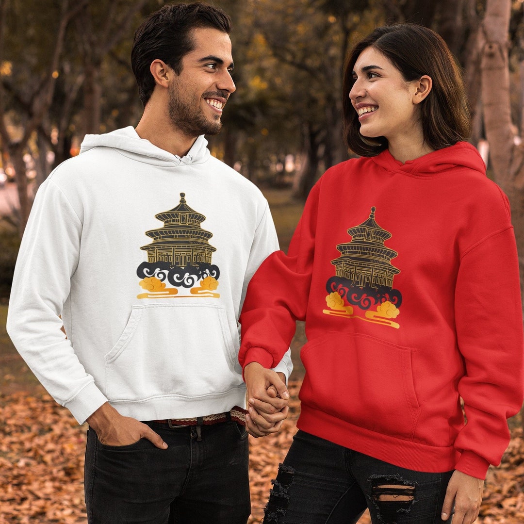 Chinese Temple Motif Sweater, Chinese Art Design Sweatshirt, Comfort ...