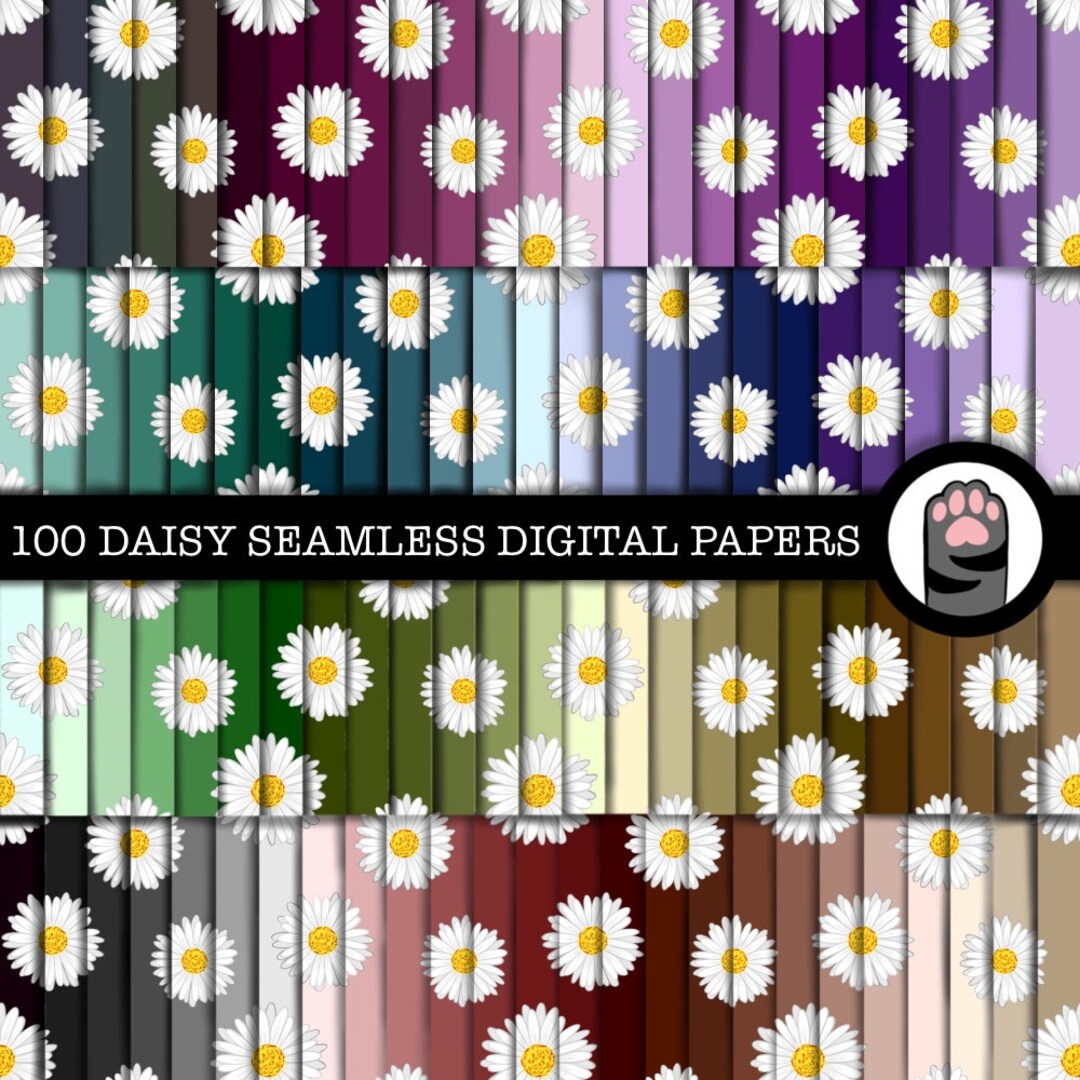 100 Colorful Daisy Seamless Digital Papers, Flower Svg, Wedding Flowers ...