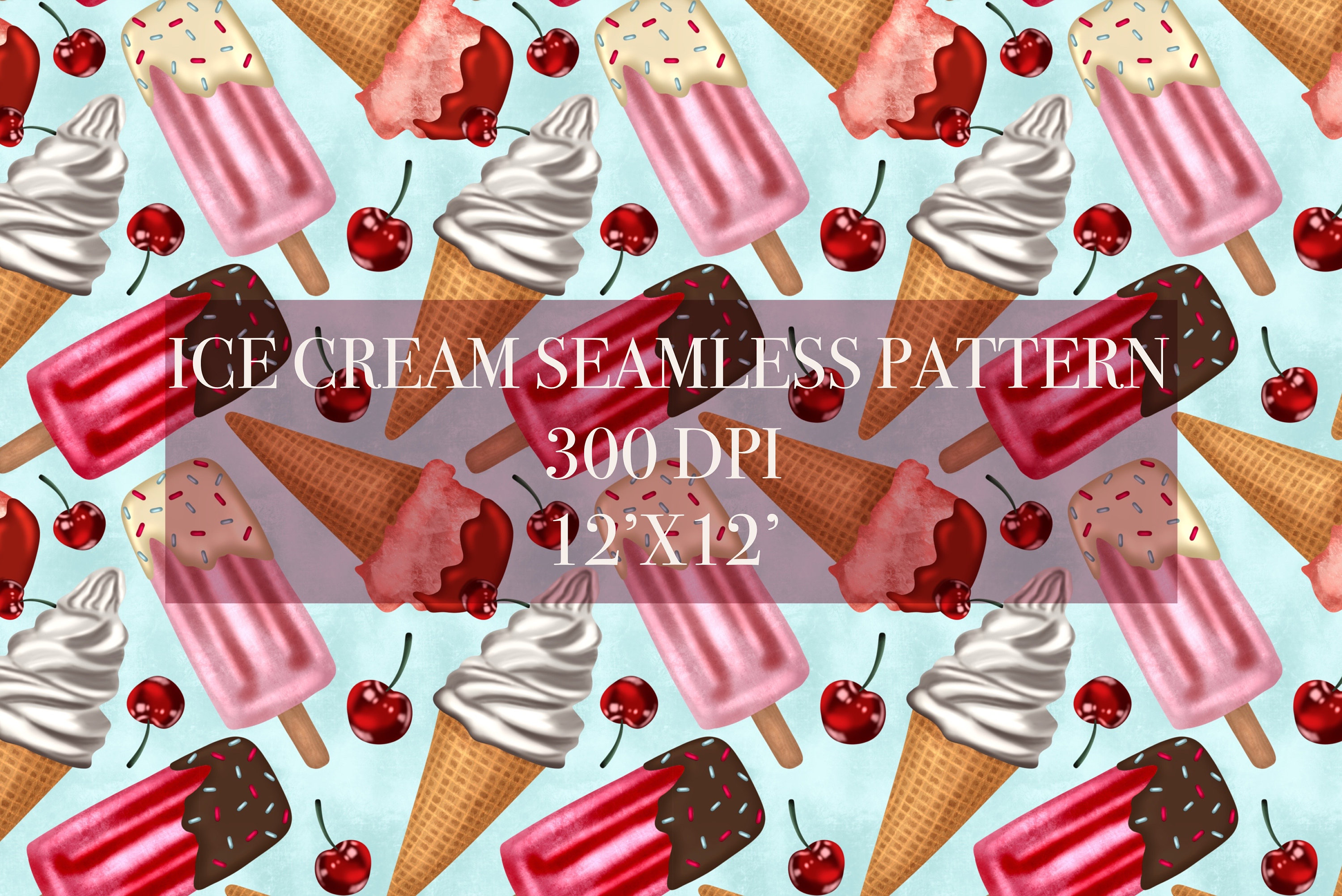 Summer Ice Cream Seamless Digital Pattern, Digital Paper, Summer ...