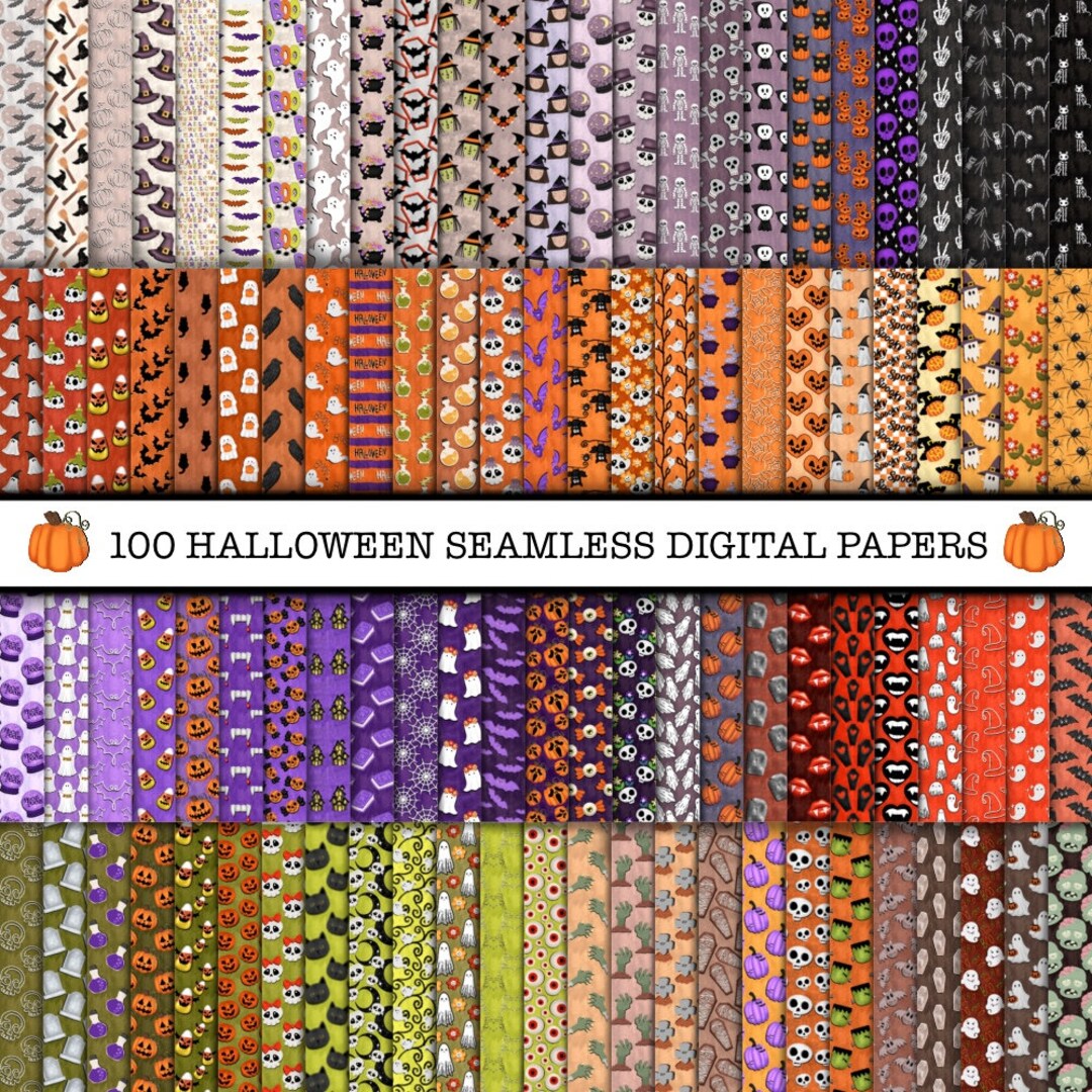 100 Halloween Seamless Digital Papers, Digital Paper, Ghost Patterns ...
