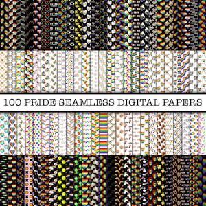 100 LGBTQ+ Pride Seamless Digital Papers, Love is Love Patterns, Proud Backgrounds, Printable ...