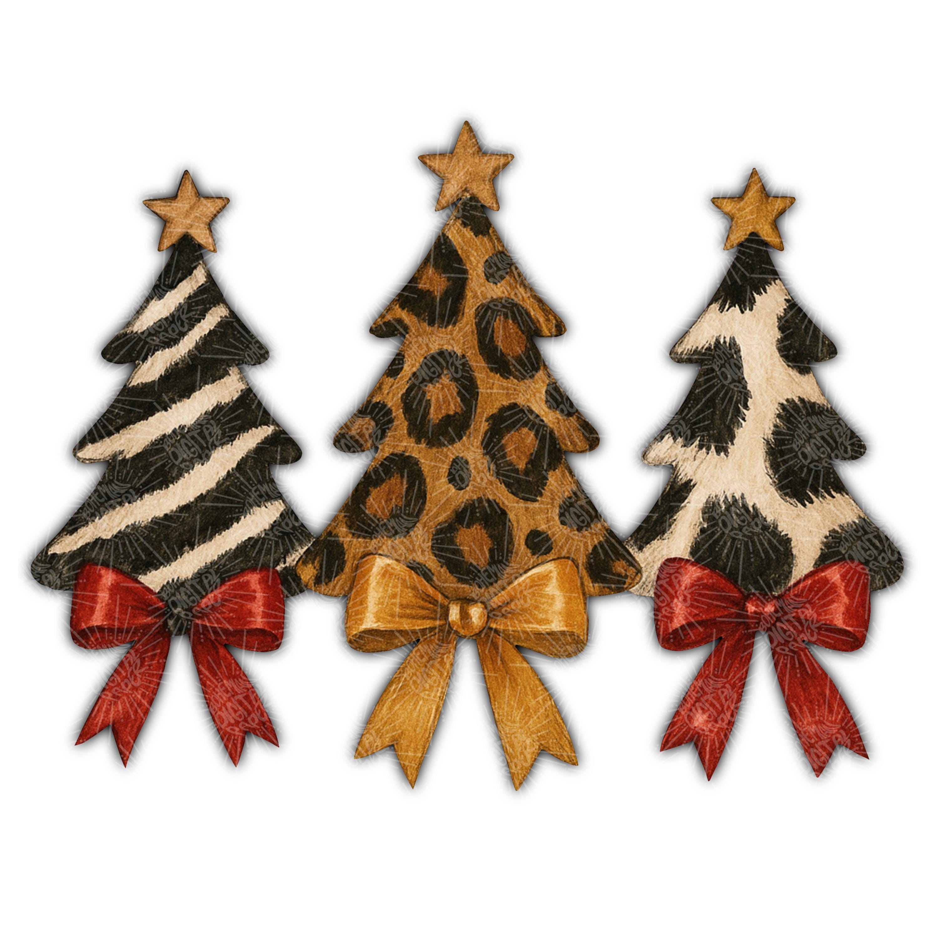 Animal Print Christmas Trees PNG – Leopard Zebra Cow Holiday Clipart - Etsy