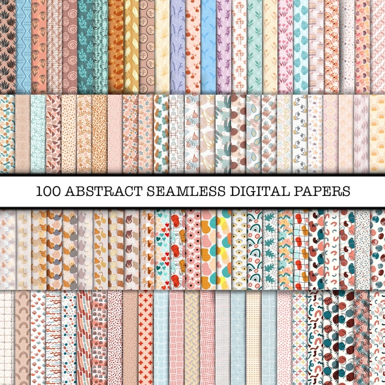 100 Abstract Boho Seamless Digital Papers Digital Paper Boho - Etsy