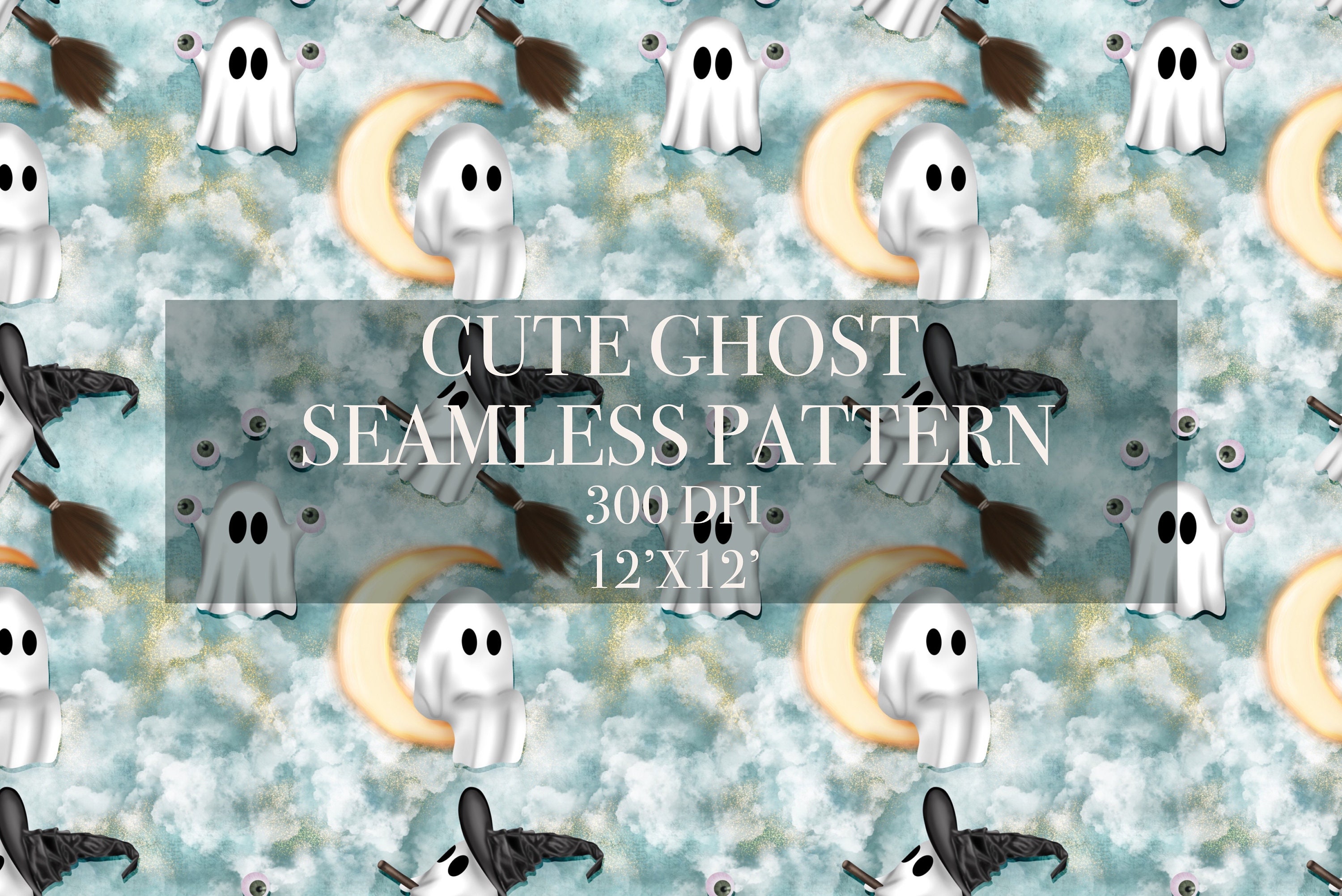 Halloween Flying Cute Ghost Seamless Pattern Spooky Seamless - Etsy