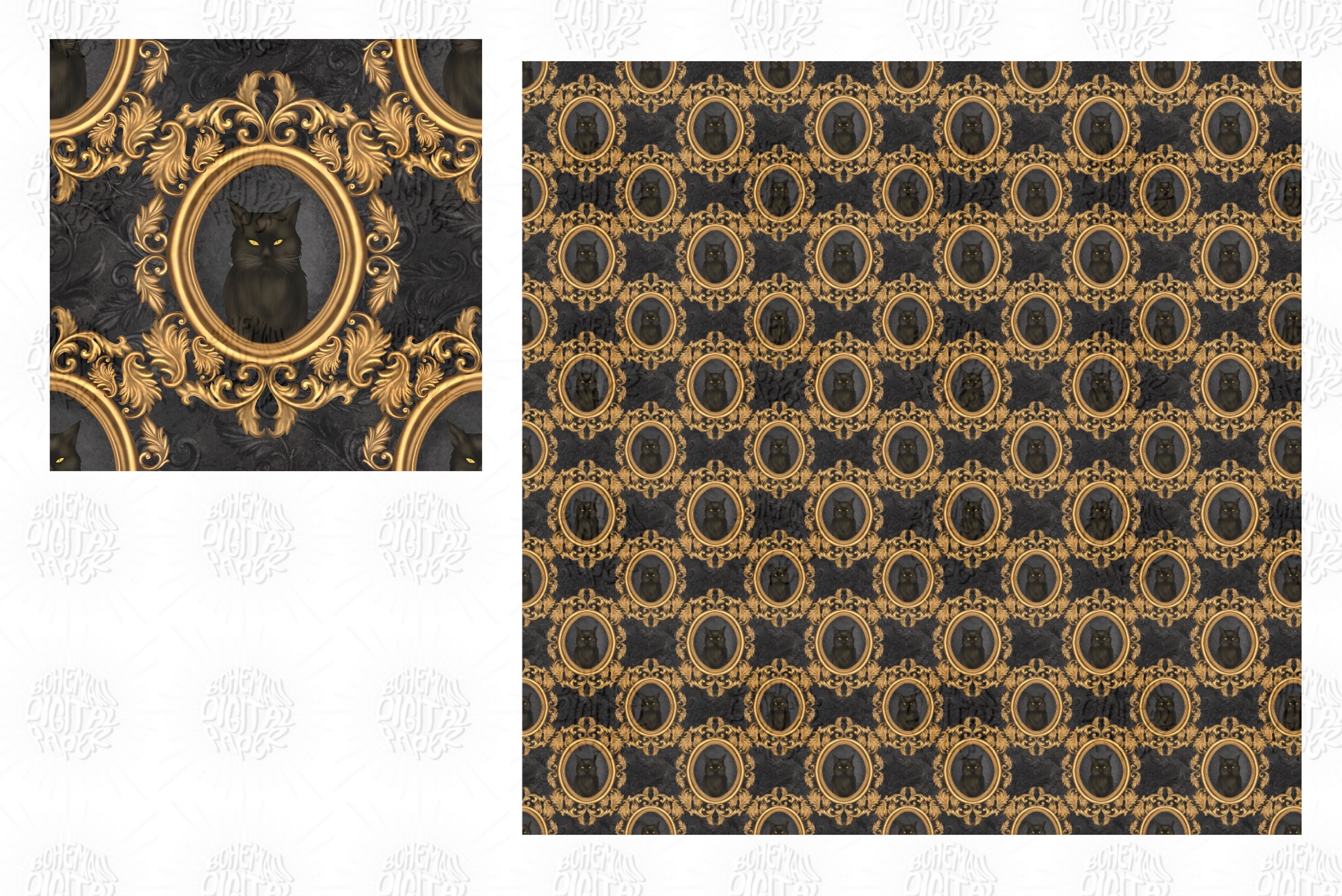 Halloween Black Cat Seamless Pattern Spooky Seamless Pattern - Etsy