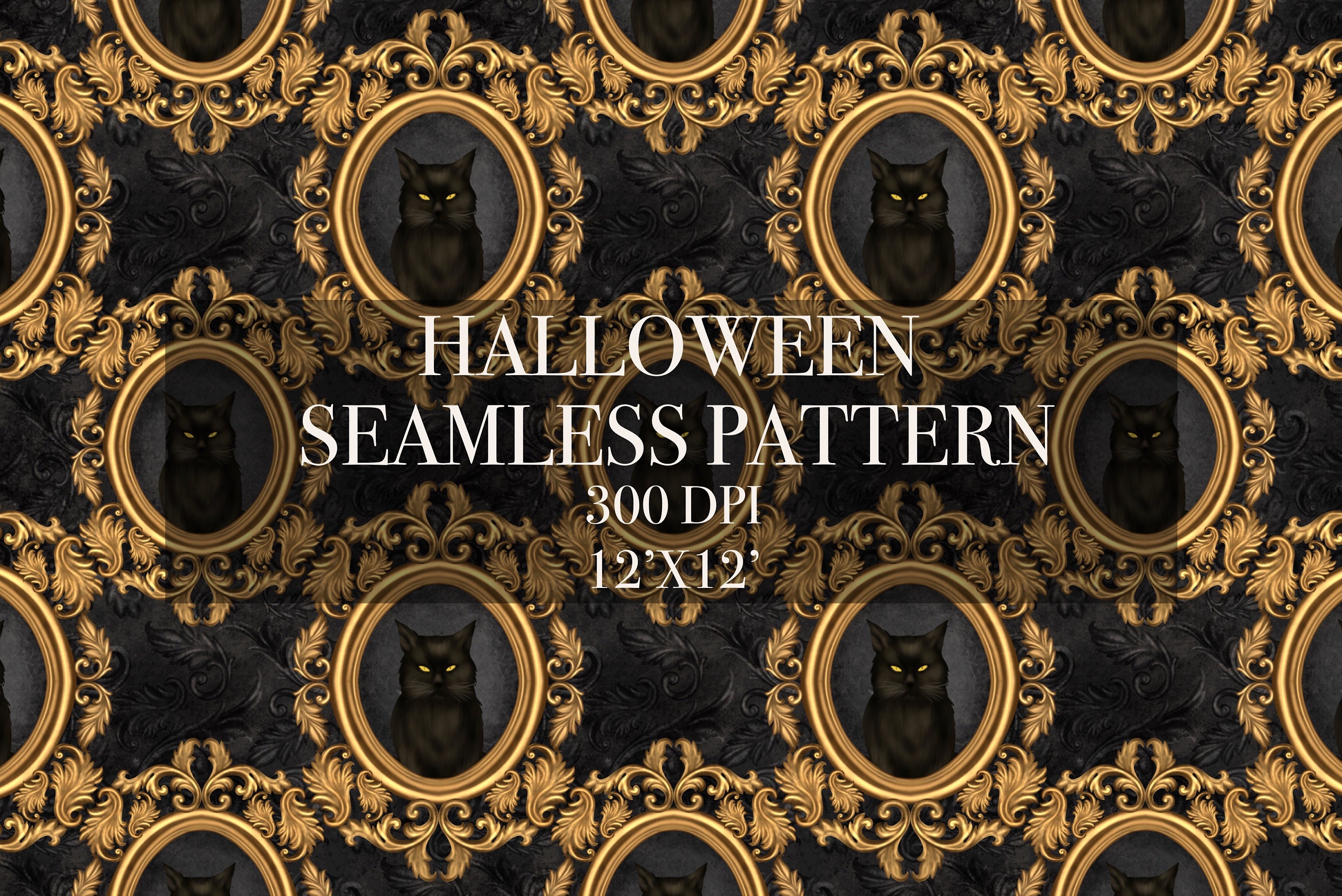 Halloween Black Cat Seamless Pattern Spooky Seamless Pattern - Etsy