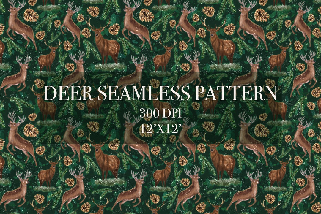 Christmas Deer Seamless Digital Pattern, Digital Paper, Christmas Deer ...
