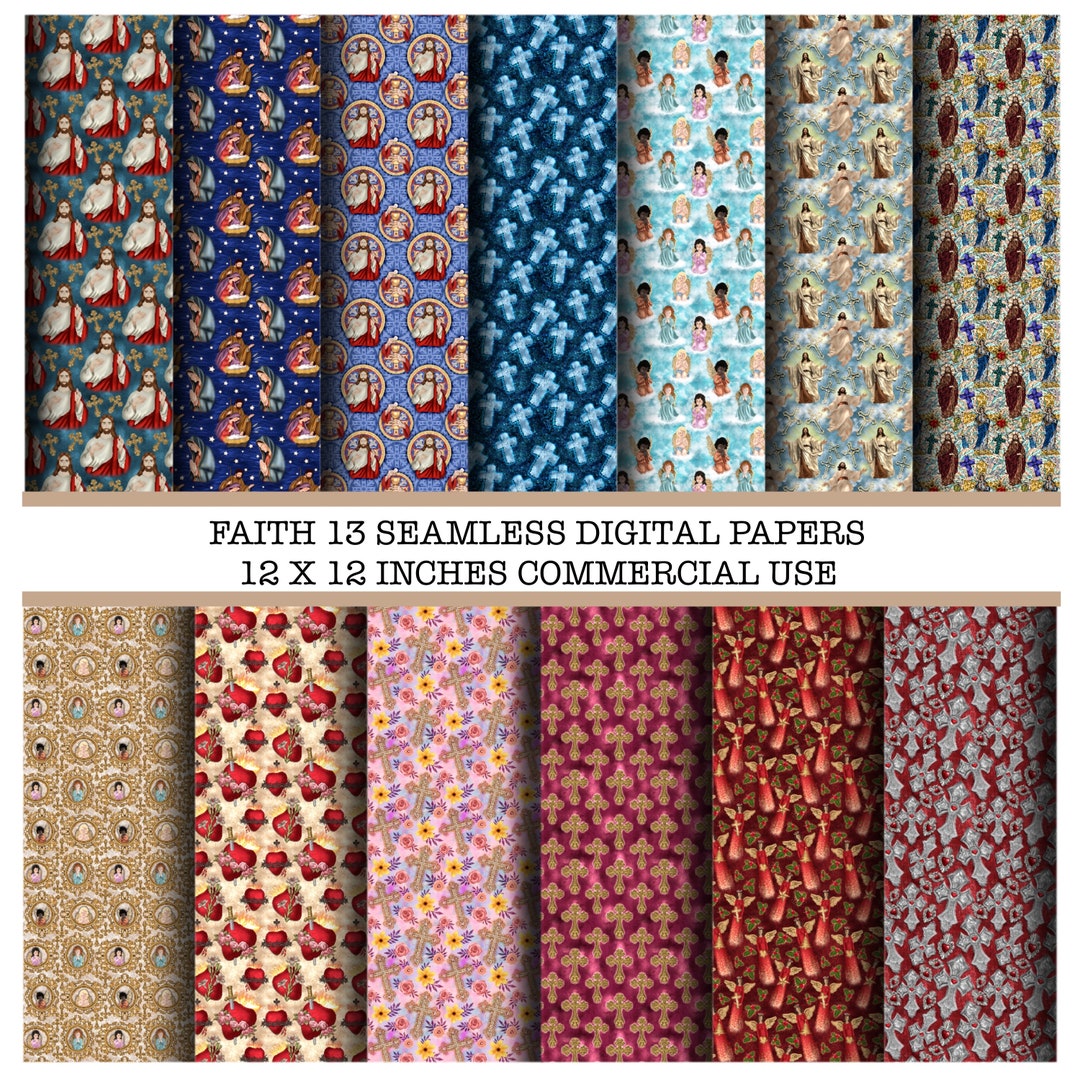 Faith Seamless Digital Pattern, Religion Digital Paper,jesus Christ ...