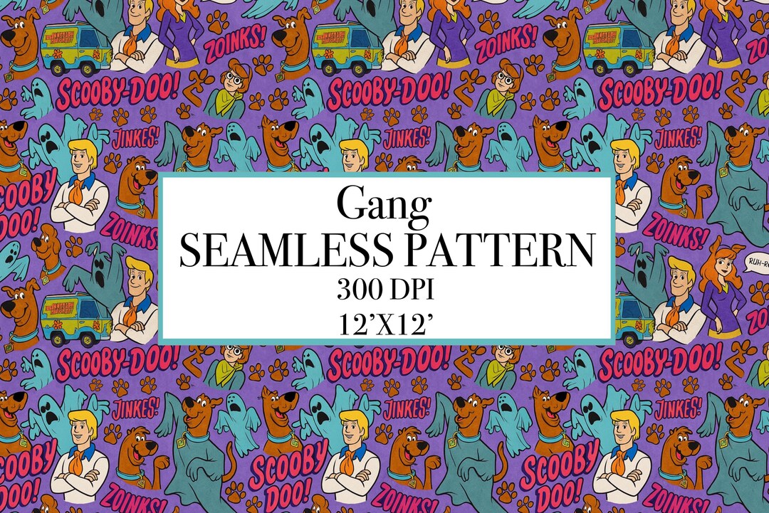 Retro Spooky Mystery Gang Seamless Pattern, Retro Spooky Mystery Gang ...
