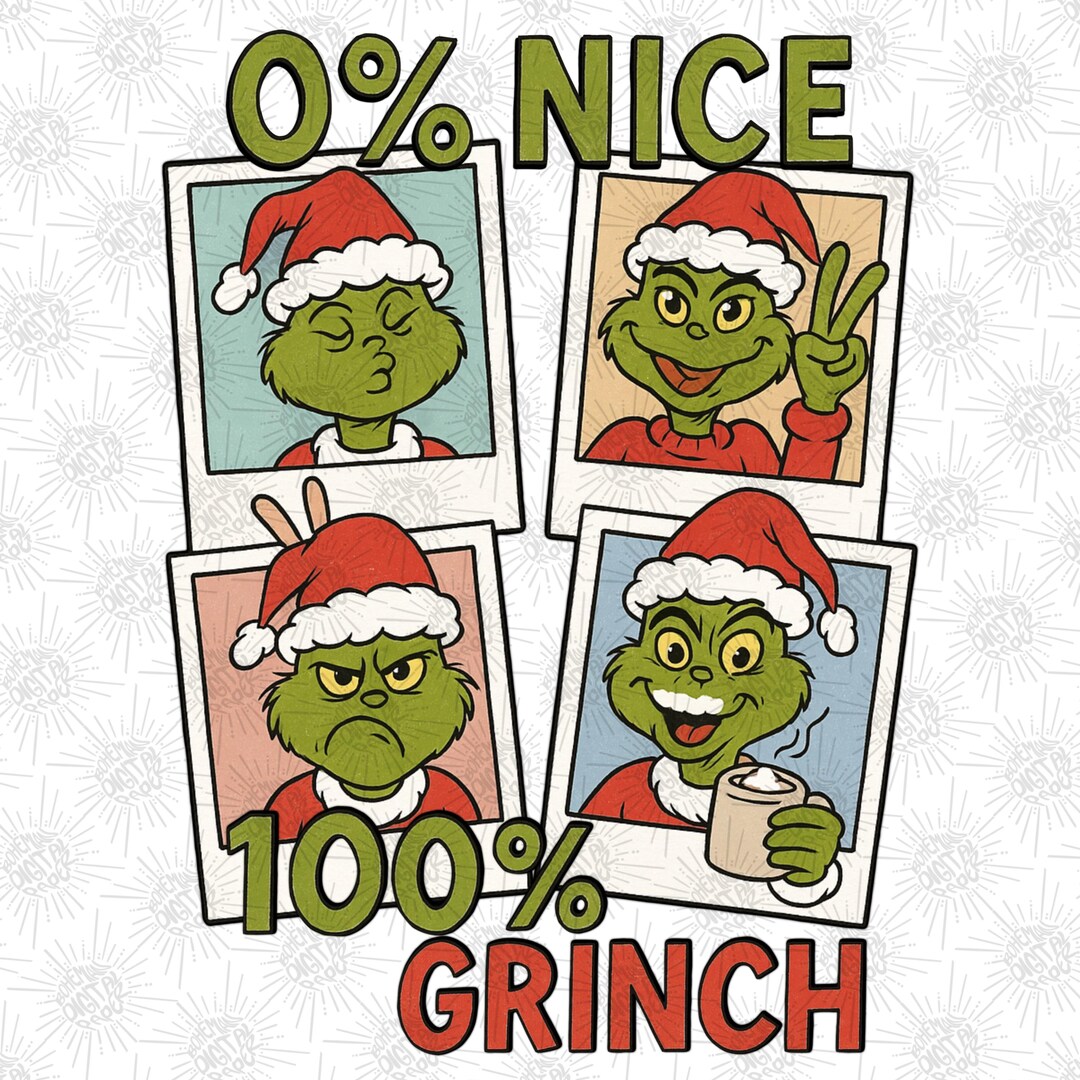 Mean Green Christmas Mood PNG – Funny Holiday Clipart Retro Festive Art ...