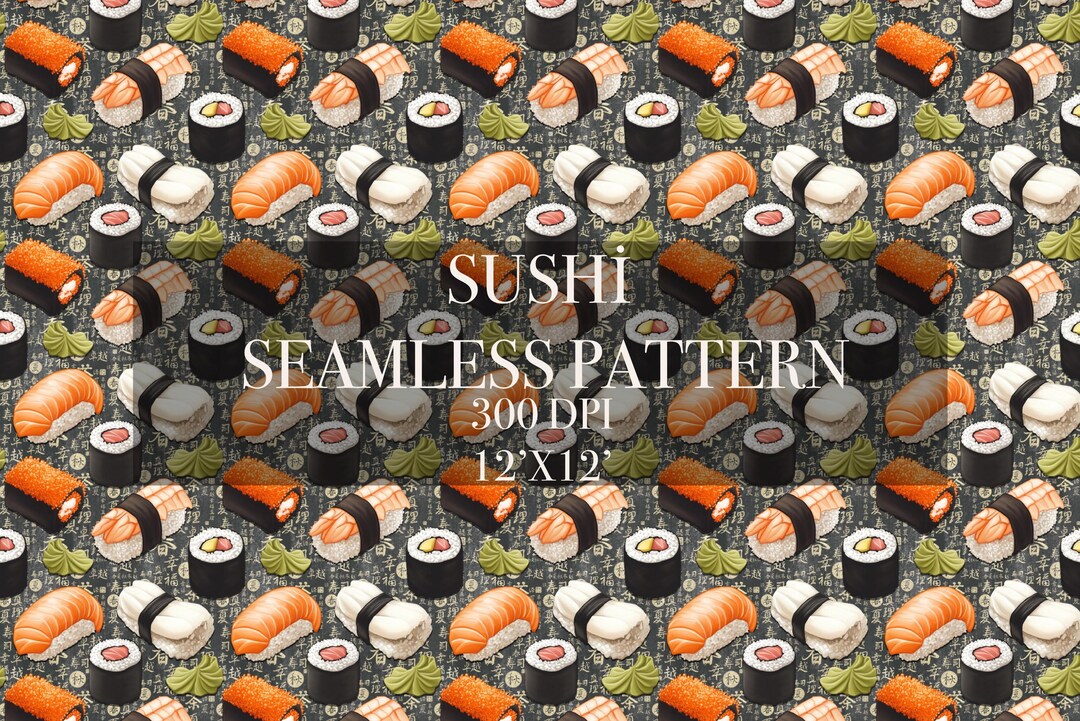 Sushi Seamless Digital Pattern, Sushi Digital Paper, Food Patterns ...