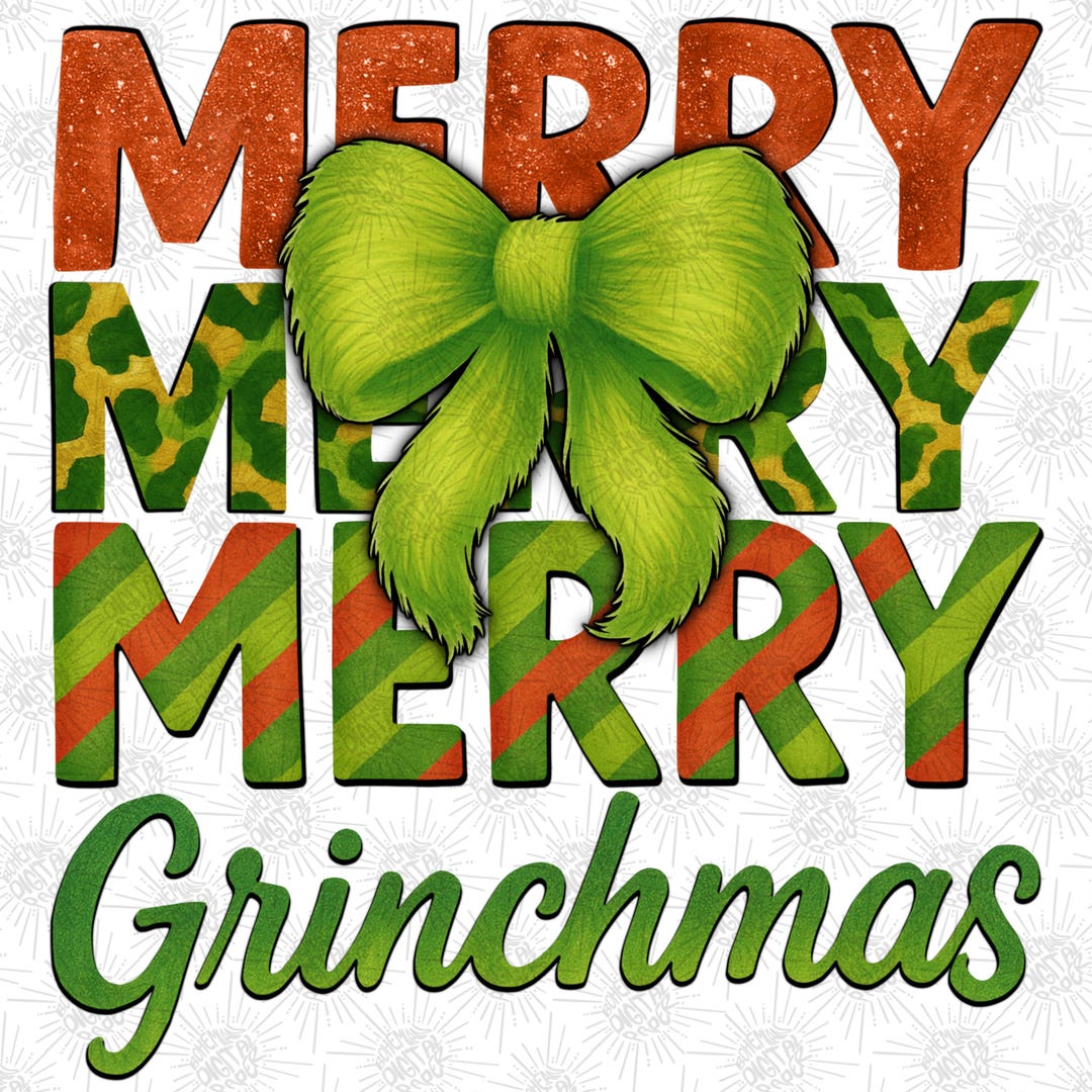 Mean Green Merry Christmas PNG – Funny Holiday Bow Clipart Festive Art ...