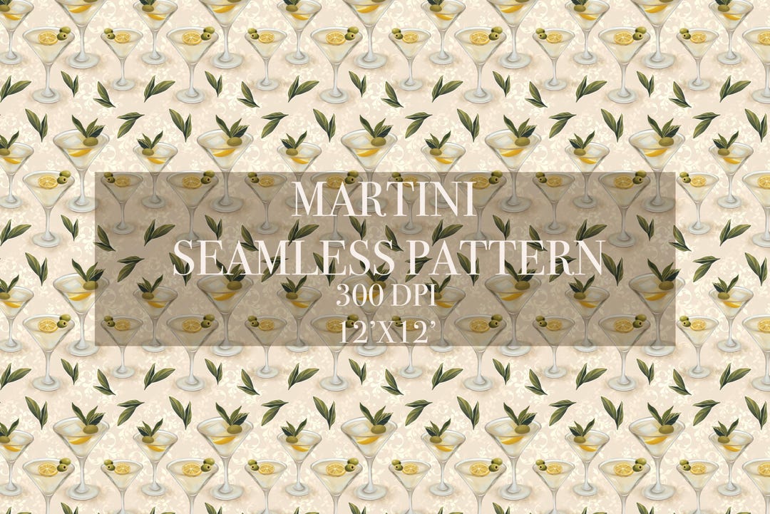 Martini Seamless Digital Pattern, Martini Digital Paper, Beverage ...