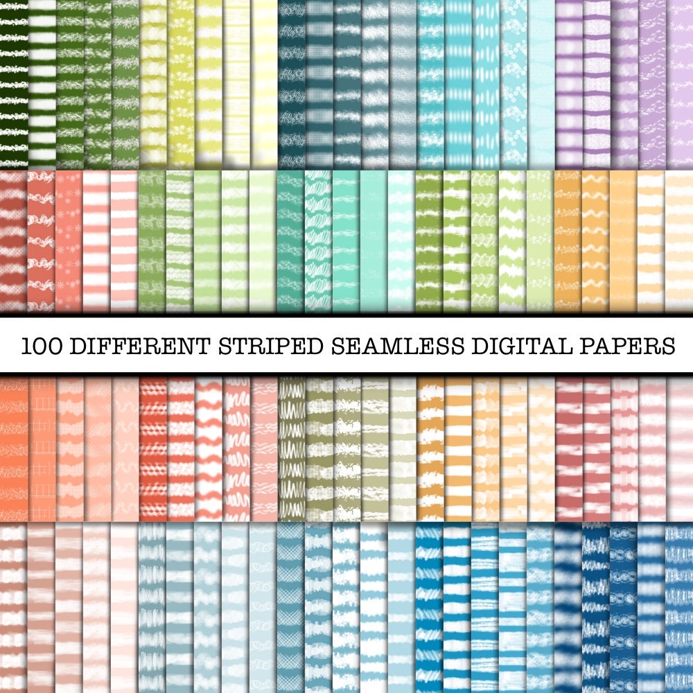 100 Different Boho Striped Seamless Digital Papers, Digital Paper, Boho ...