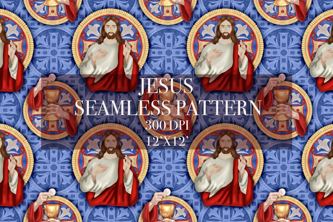 Faith Jesus Christ Mosaic Seamless Digital Pattern, Mosaic Digital ...