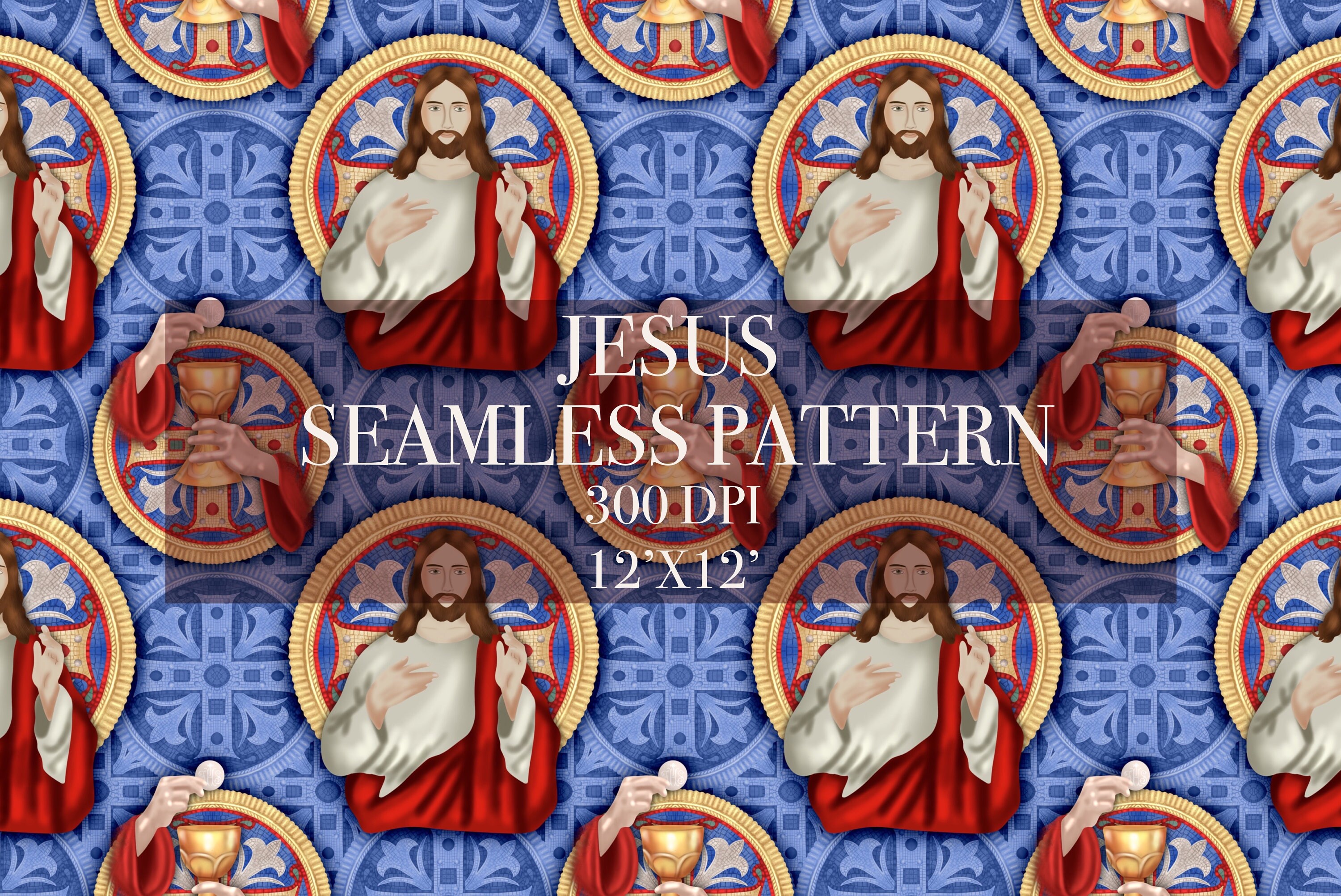 Faith Jesus Christ Mosaic Seamless Digital Pattern, Mosaic Digital ...