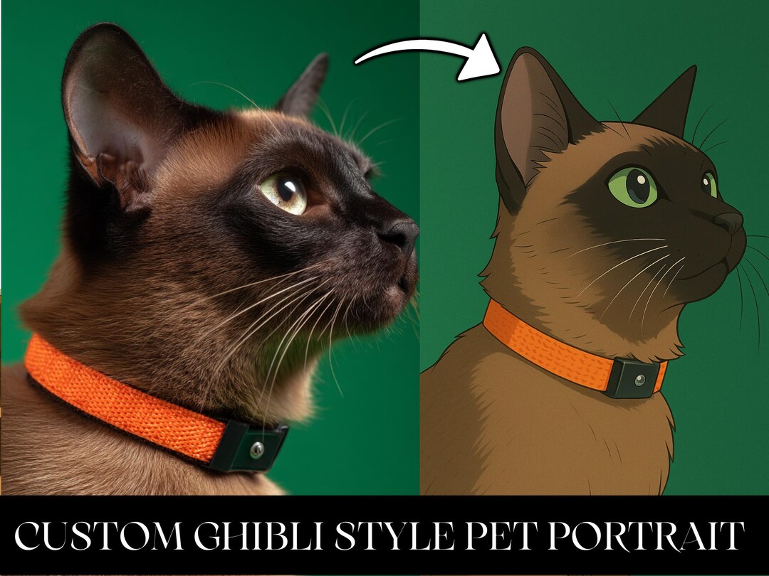 Custom Studio Ghibli Style Pet Portrait, AI Photo to Anime, Digital ...