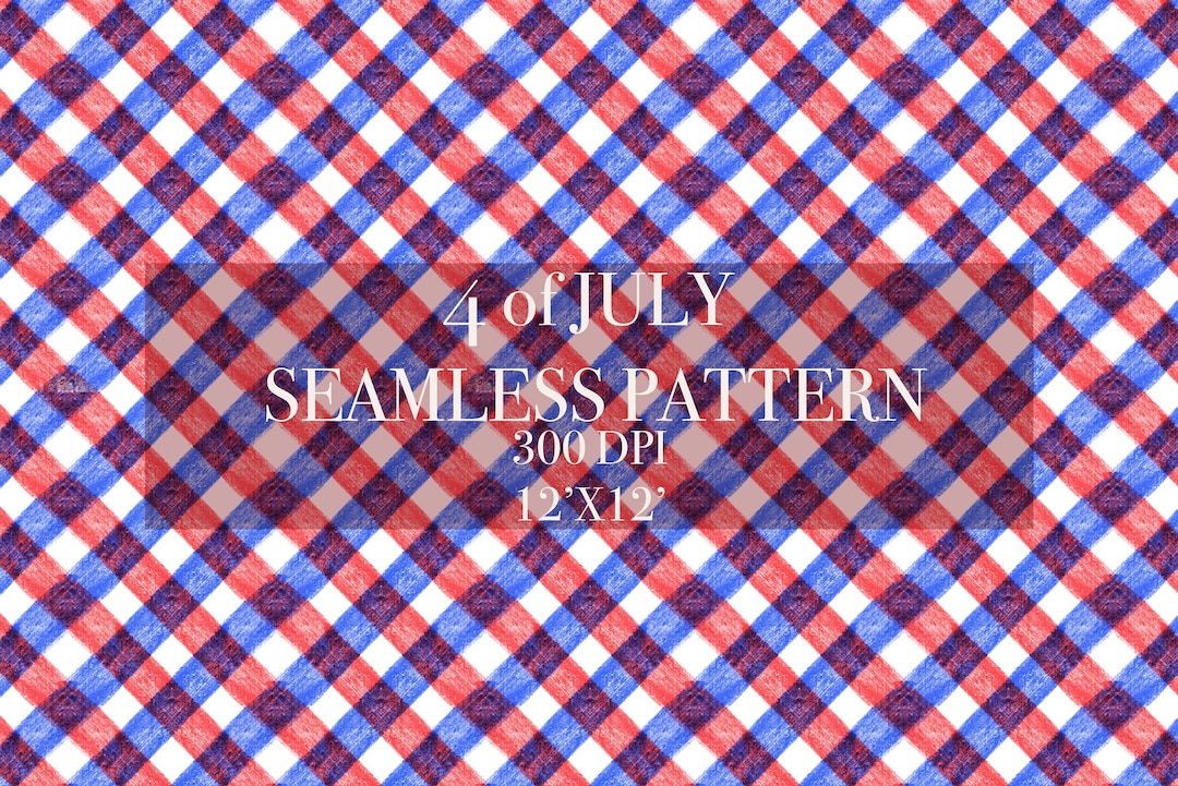 4 of July Plaid Seamless Digital Pattern, 4 of July Digital Paper, 4 of ...