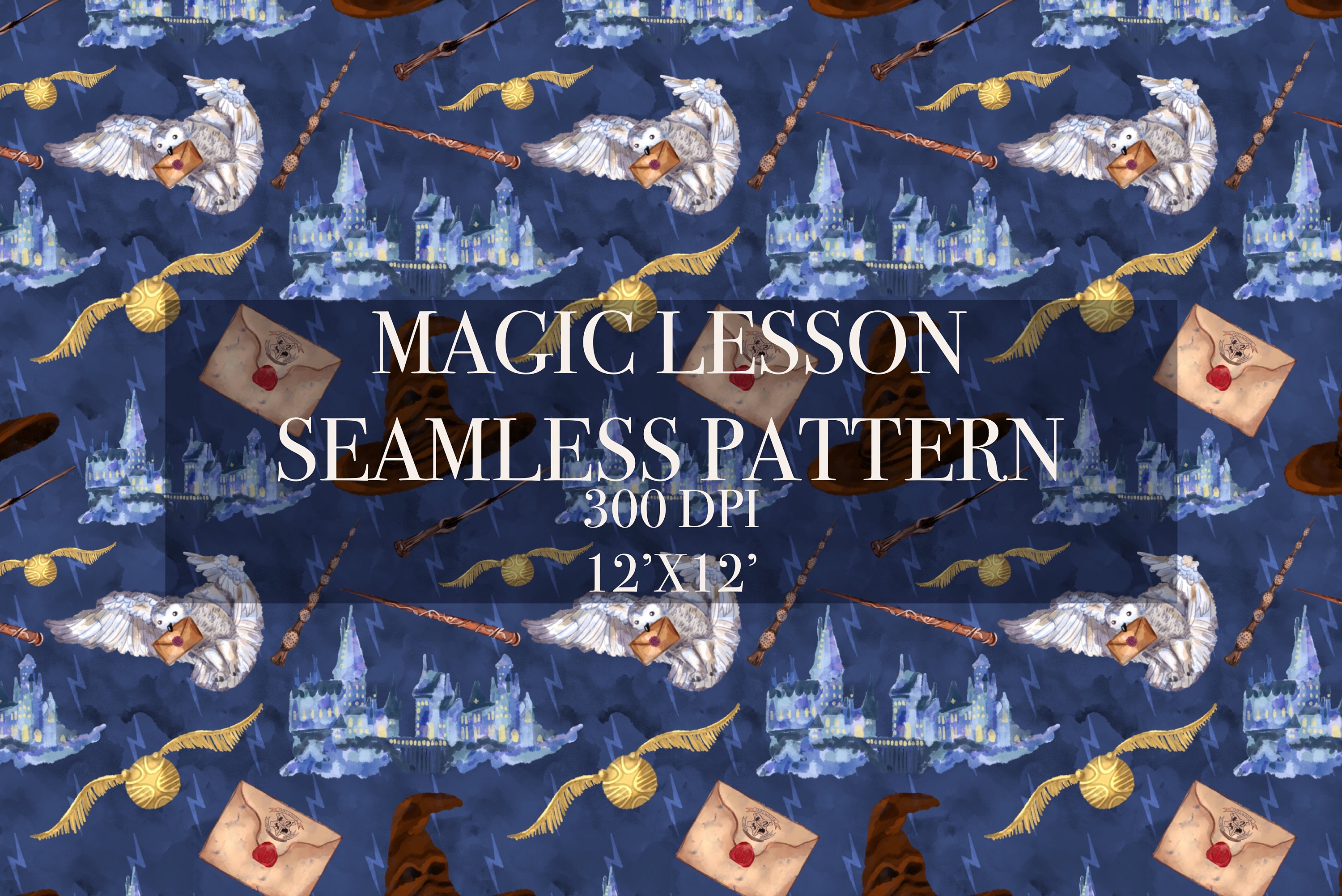 Magic Lesson Seamless Digital Pattern, Digital Paper, Wizard School ...